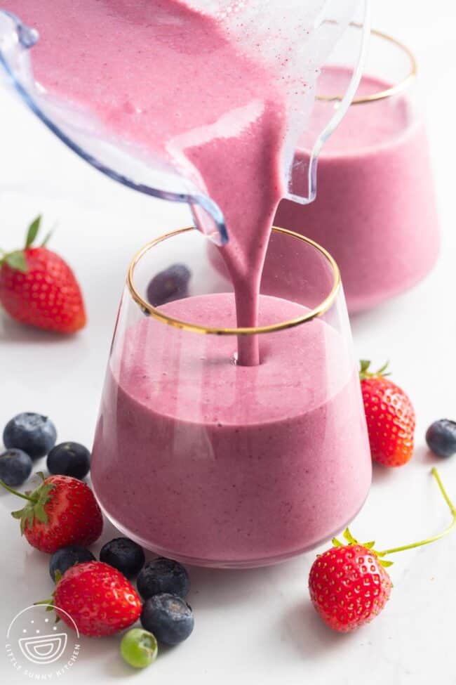 Strawberry Blueberry Smoothie Recipe - Little Sunny Kitchen