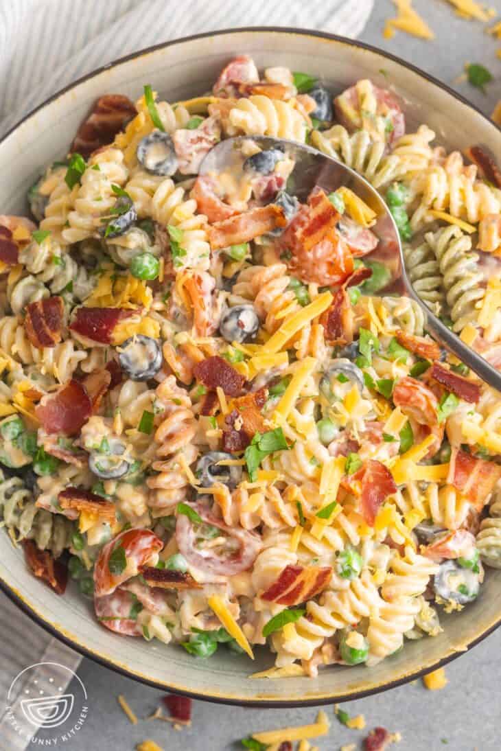 Easy Bacon Ranch Pasta Salad - Little Sunny Kitchen