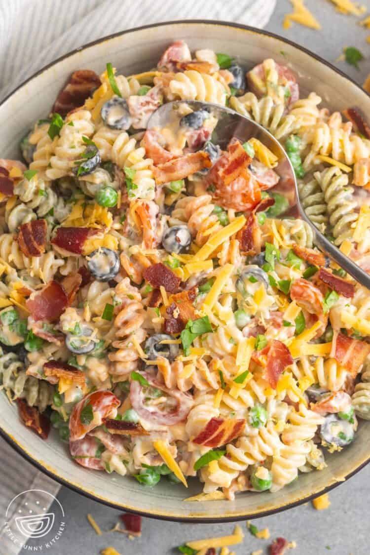 Easy Bacon Ranch Pasta Salad - Little Sunny Kitchen