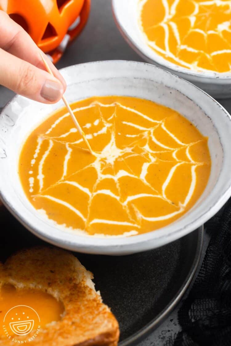 Halloween Pumpkin Soup and Grilled Cheese - Little Sunny Kitchen