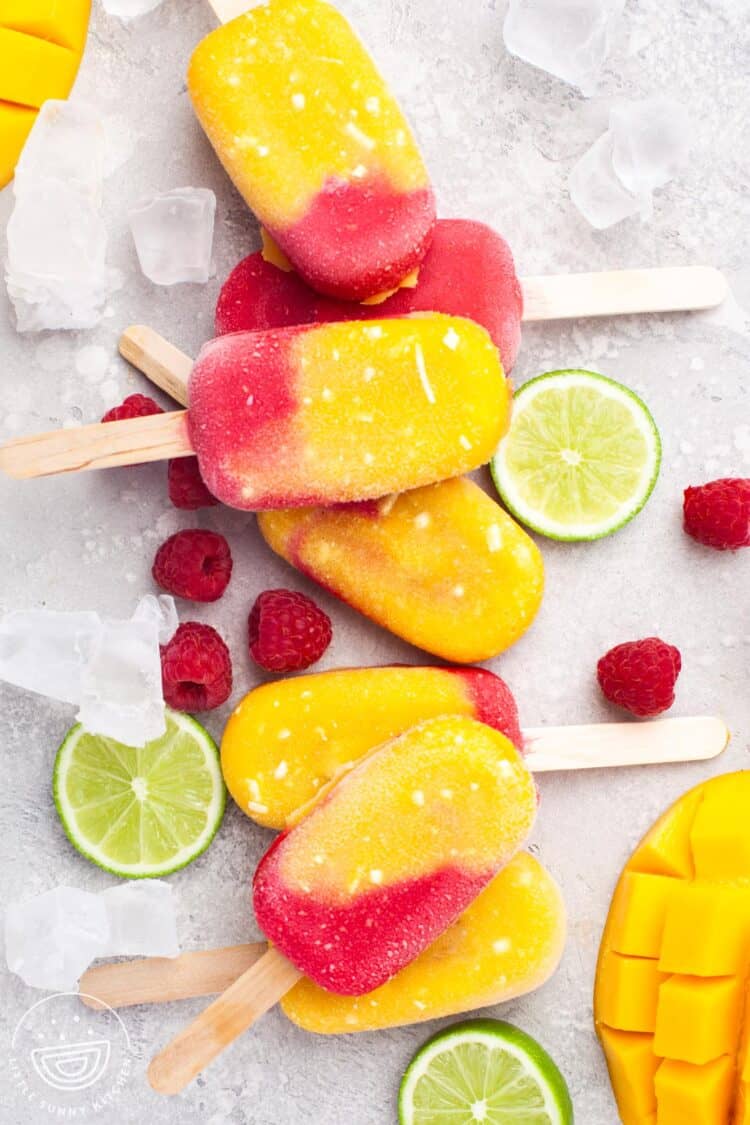 Refreshing Mango Raspberry Popsicles - Little Sunny Kitchen