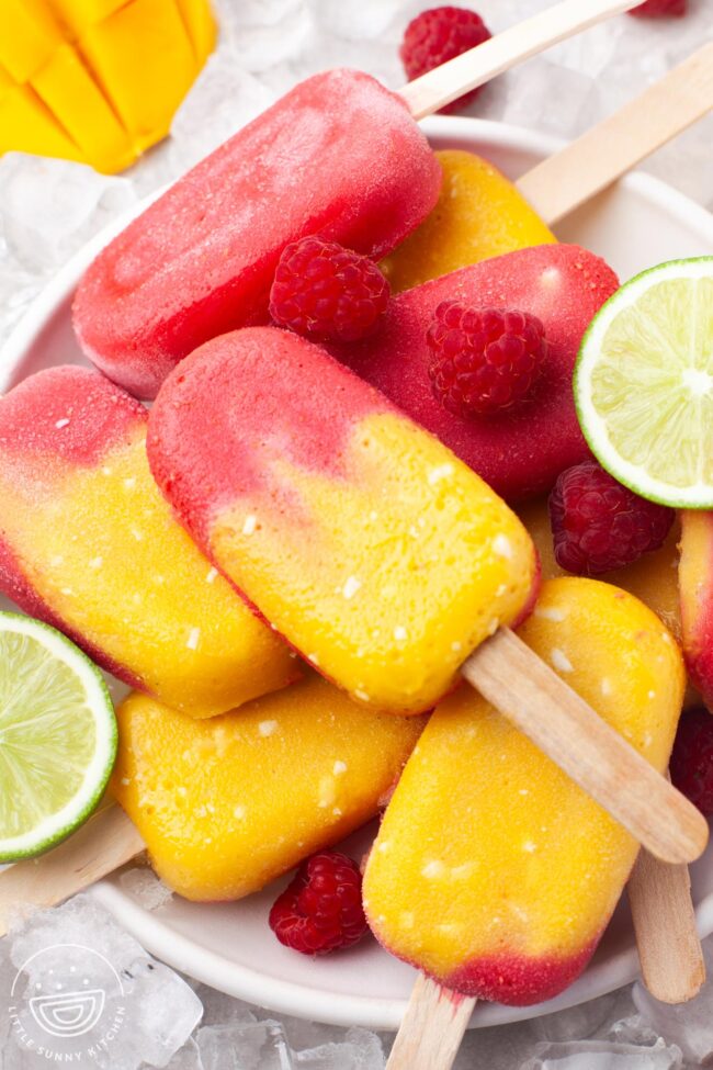 Refreshing Mango Raspberry Popsicles - Little Sunny Kitchen