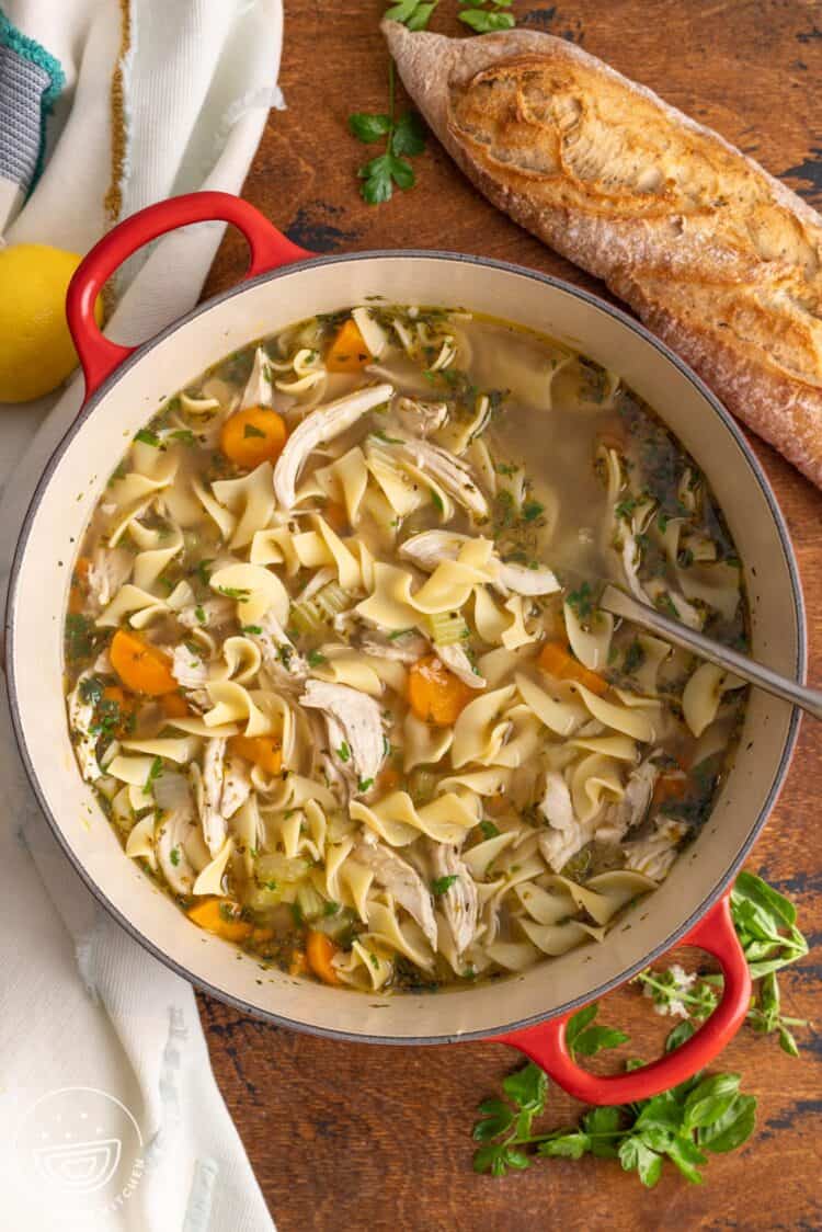 Dutch Oven Chicken Noodle Soup - Little Sunny Kitchen