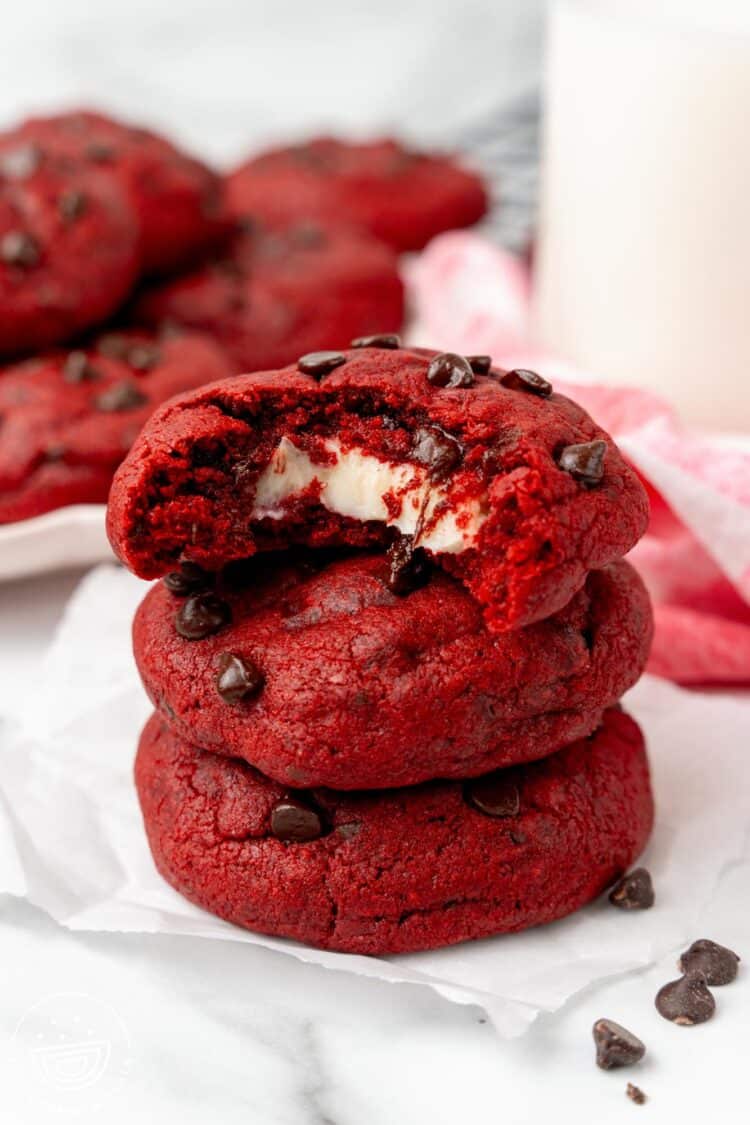 Stuffed Red Velvet Cream Cheese Cookies - Little Sunny Kitchen