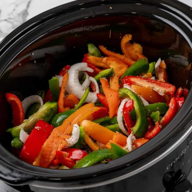 Easy Slow Cooker Peppers and Sausage- Little Sunny Kitchen