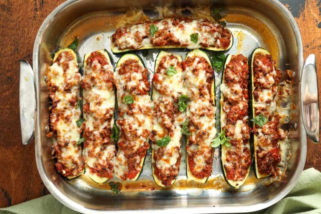 Zucchini Ground Beef Boats