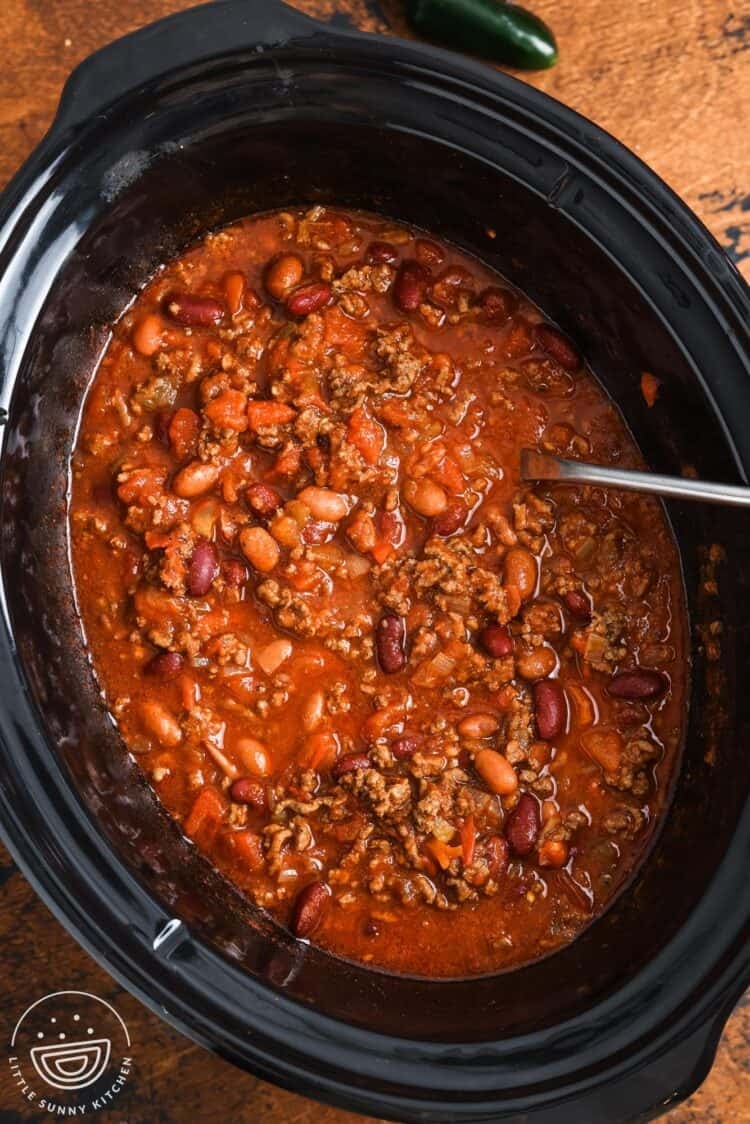 Slow Cooker Beef Chili - Little Sunny Kitchen