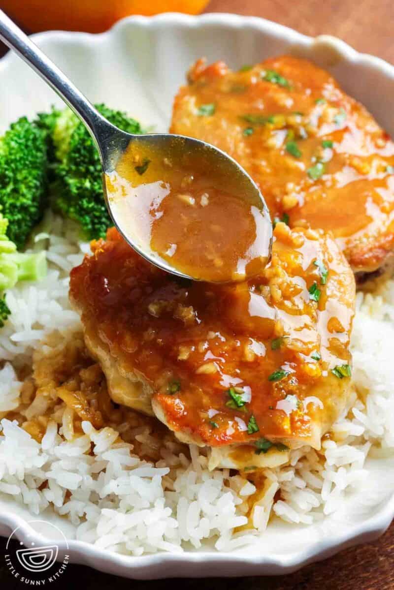 Crispy Orange Glazed Chicken Thighs