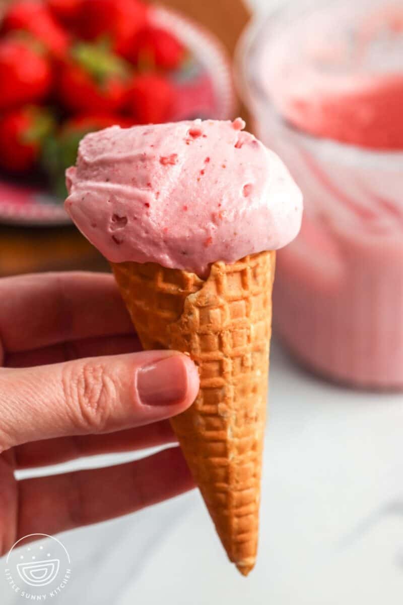 Ninja Creami Strawberry Ice Cream with Fresh or Frozen Berries