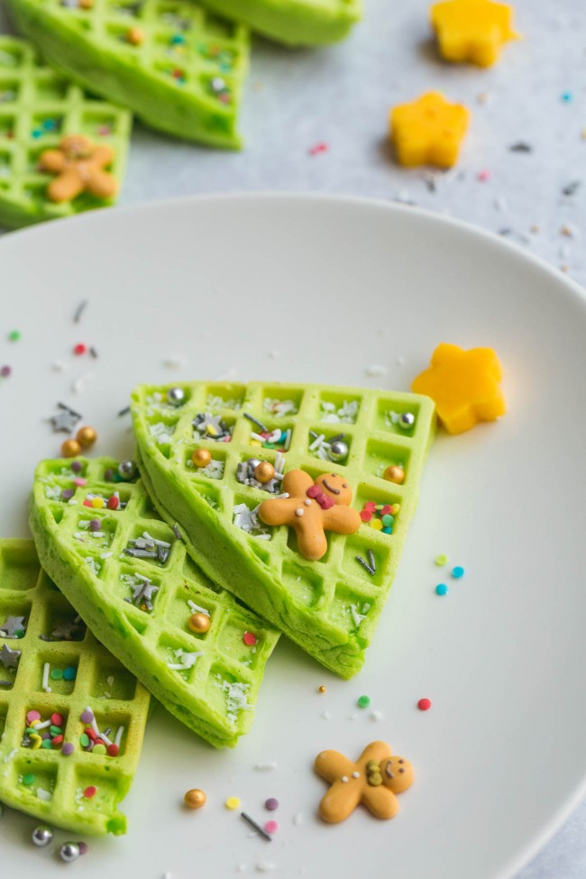 Christmas Tree Waffles - Little Sunny Kitchen