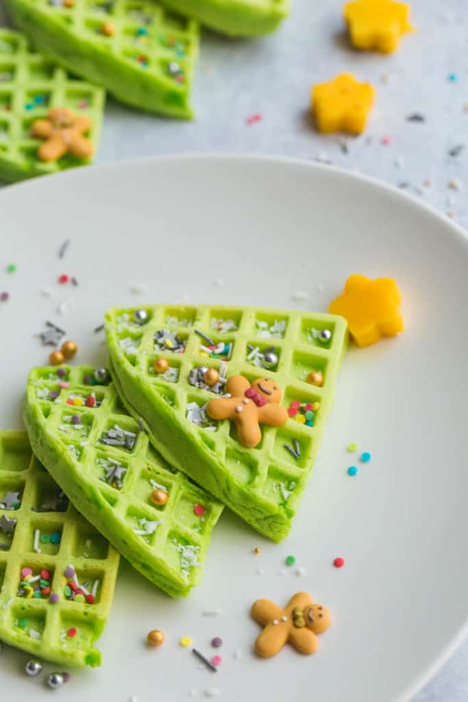Christmas Tree Waffles - Little Sunny Kitchen