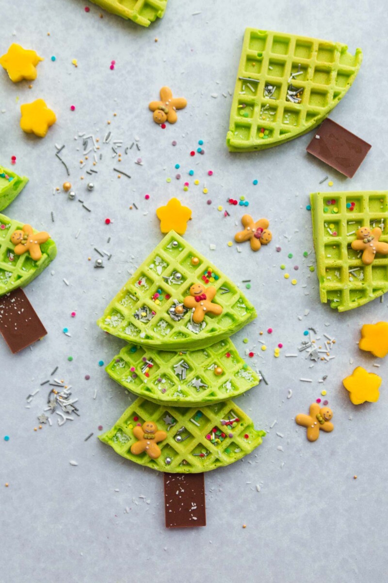 Christmas Tree Waffles - Little Sunny Kitchen