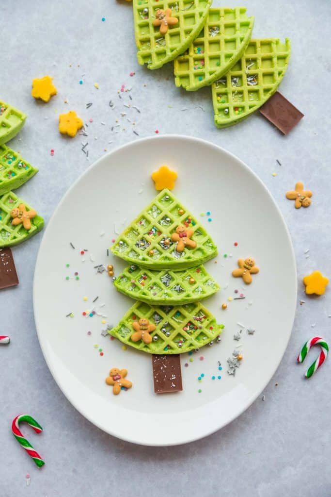 Christmas Tree Waffles - Little Sunny Kitchen