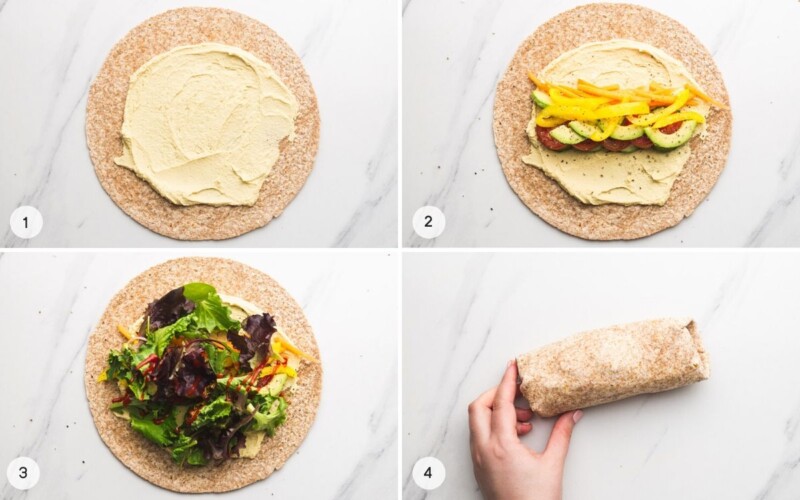 Easy Hummus Veggie Wrap (Vegan!) - Little Sunny Kitchen