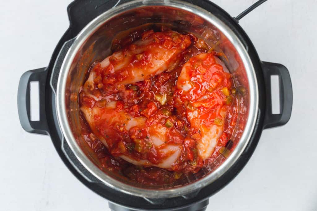 Instant Pot Creamy Salsa Chicken - Little Sunny Kitchen
