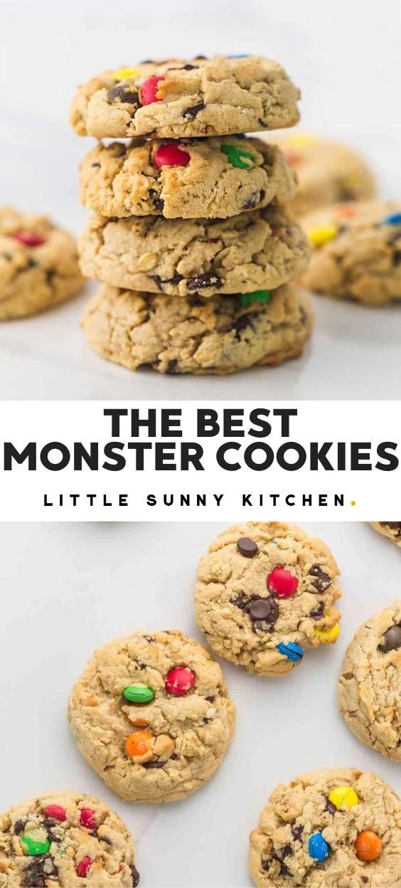 Soft and Chewy Monster Cookies Recipe - Little Sunny Kitchen